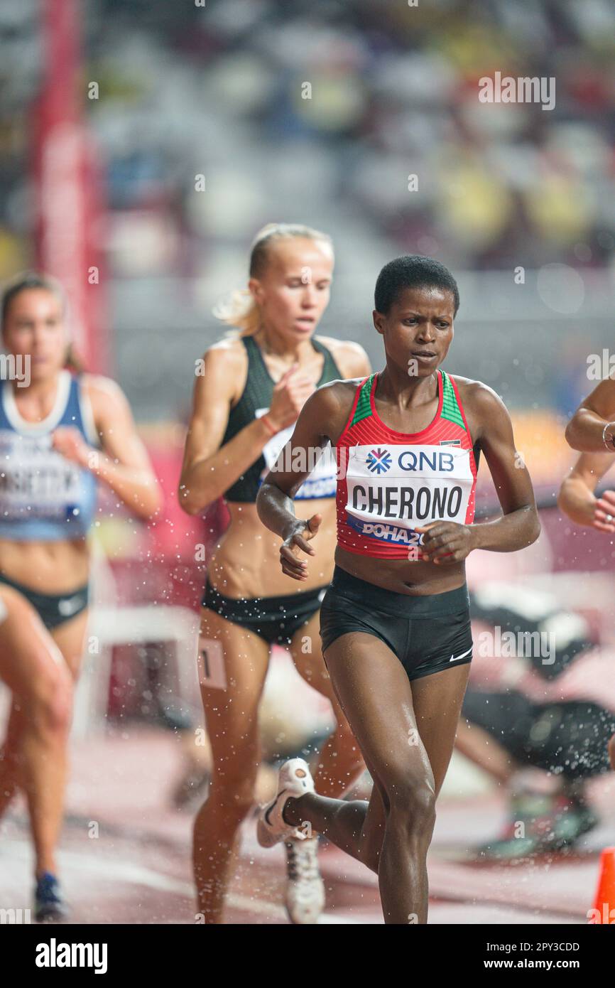 Fancy CHERONO participating in the 3000 meter steeplechase at the Doha 2019 World Championships ...