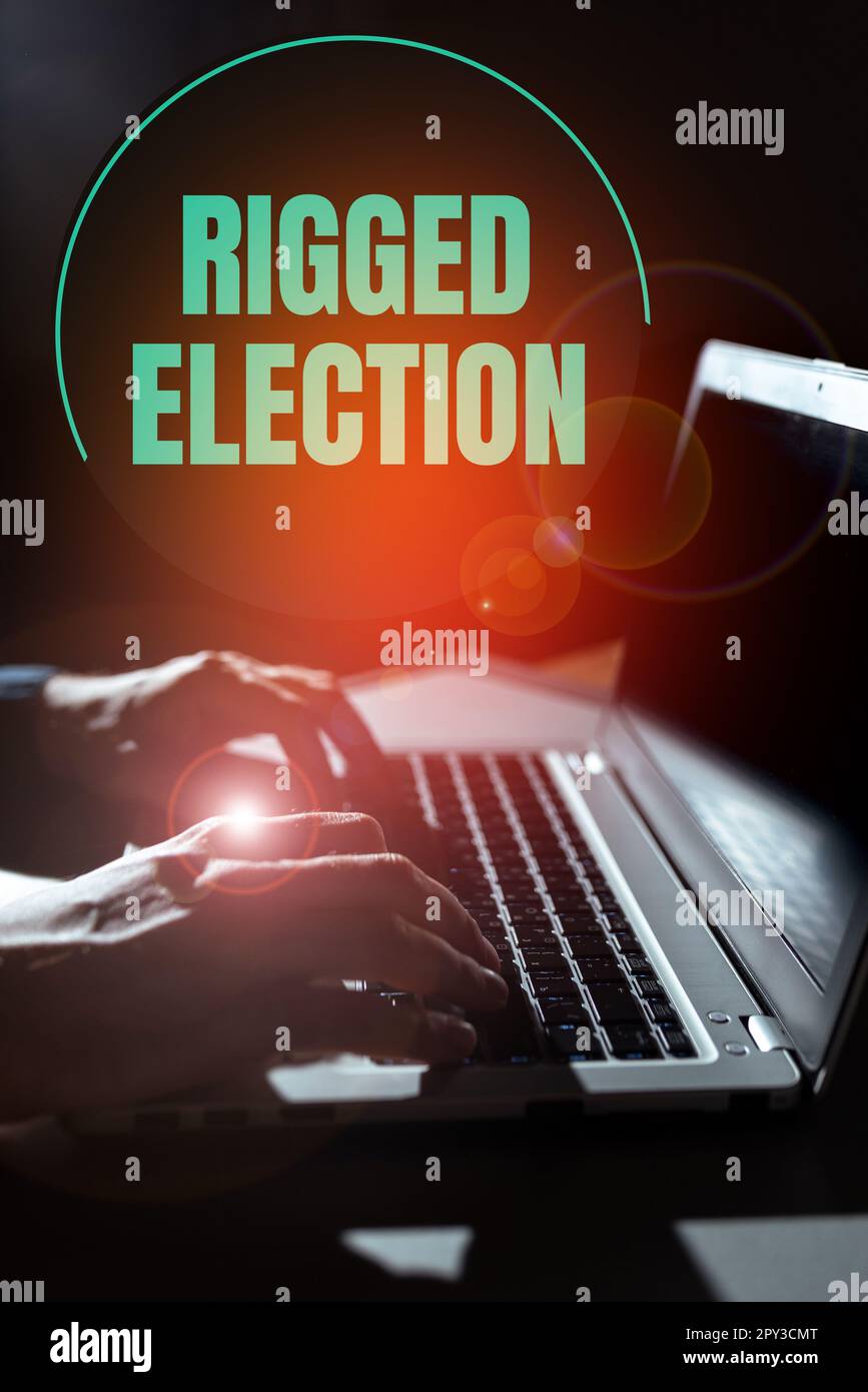 Text caption presenting Rigged Election, Internet Concept Manage ...