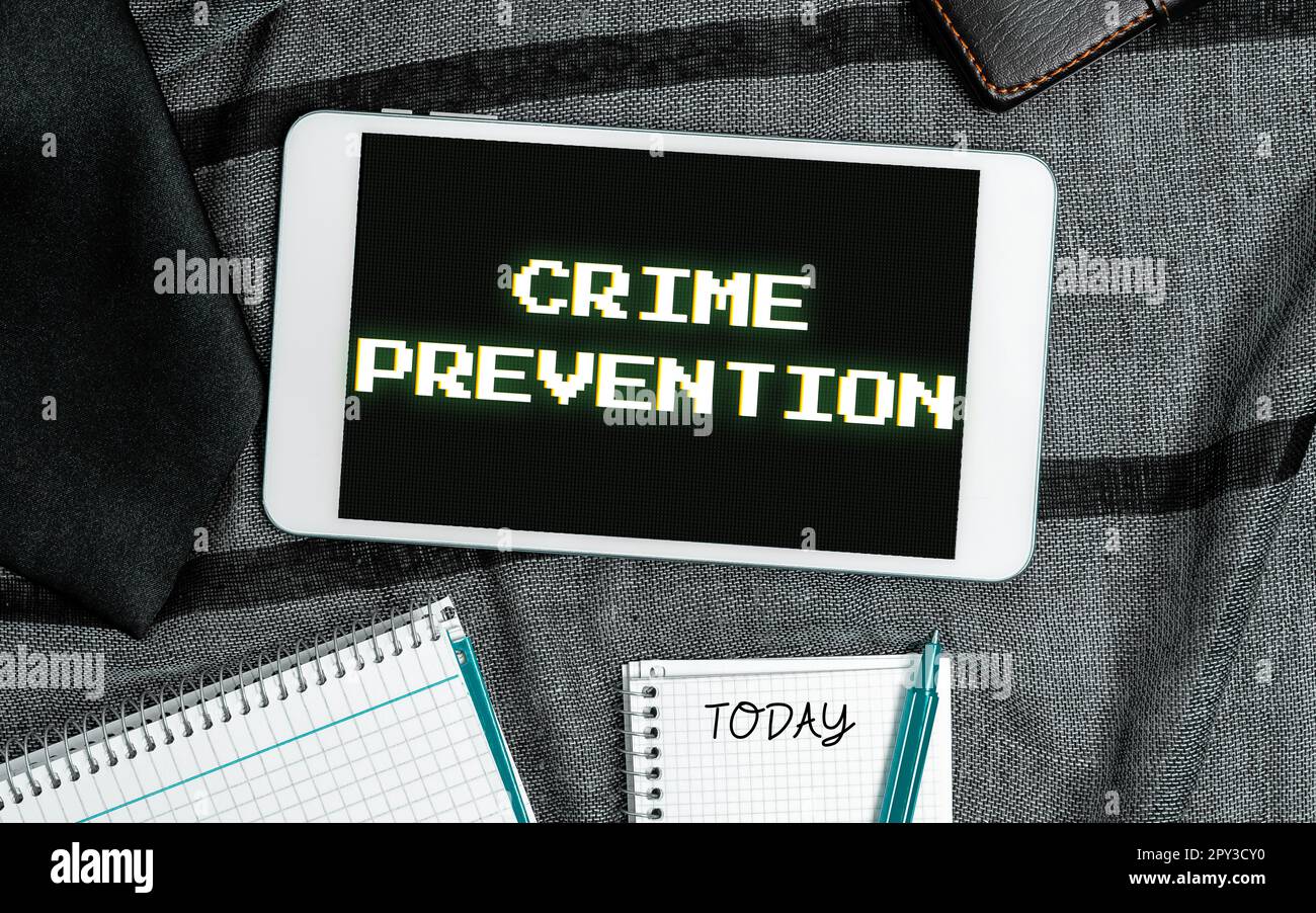 Hand writing sign Crime Prevention, Business overview Federal Offense ...