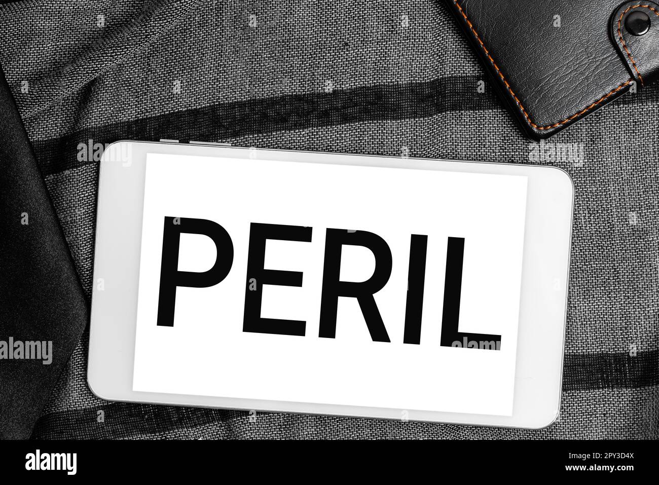 Text caption presenting Peril, Business showcase indicates something ...