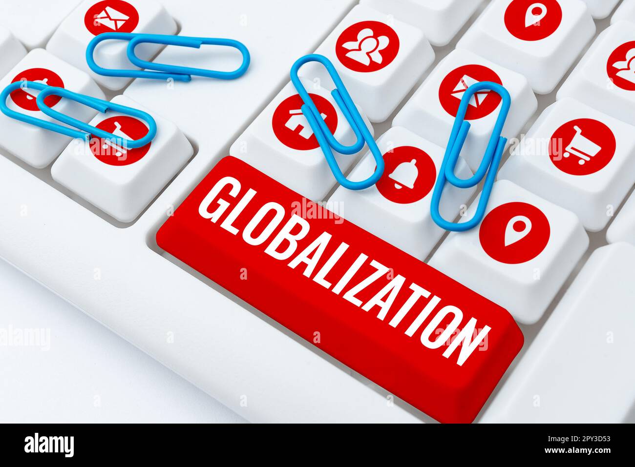 Hand writing sign Globalization, Concept meaning development of an ...