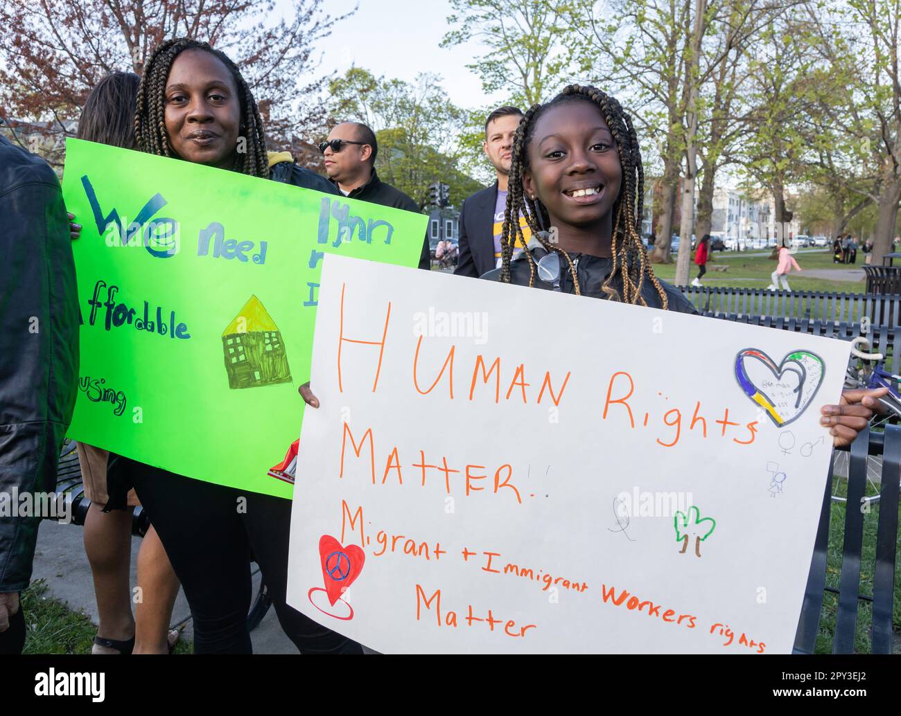 May 1, 2023. Lynn, MA. A large crowd of people gathered in the Lynn ...