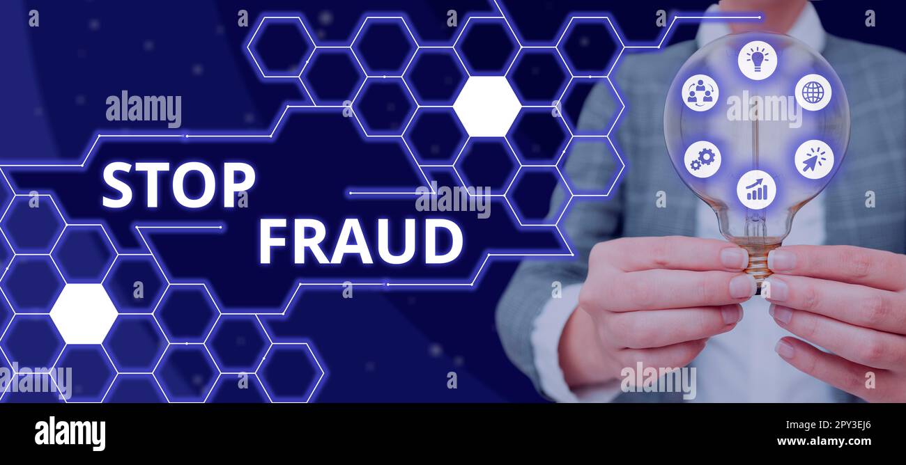 Hand writing sign Stop Fraud, Conceptual photo campaign advices people ...