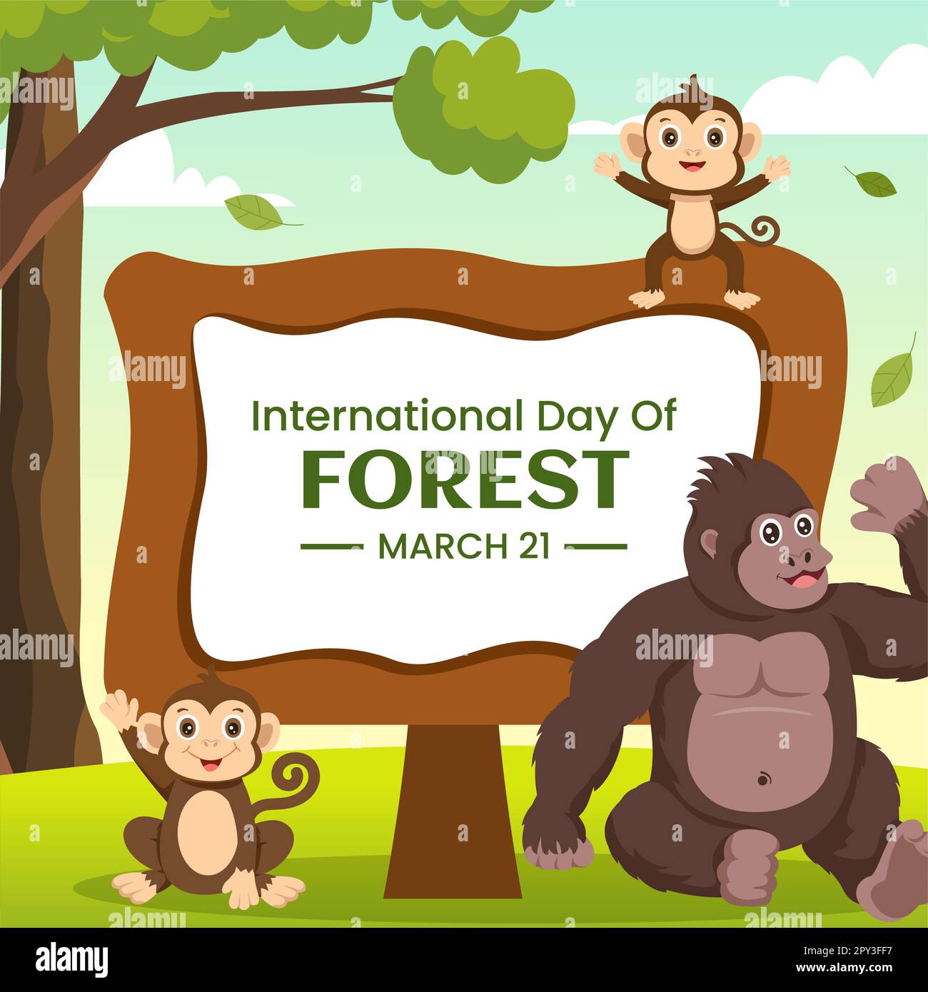 World Forestry Day Social Media Illustration Flat Cartoon Hand Drawn ...