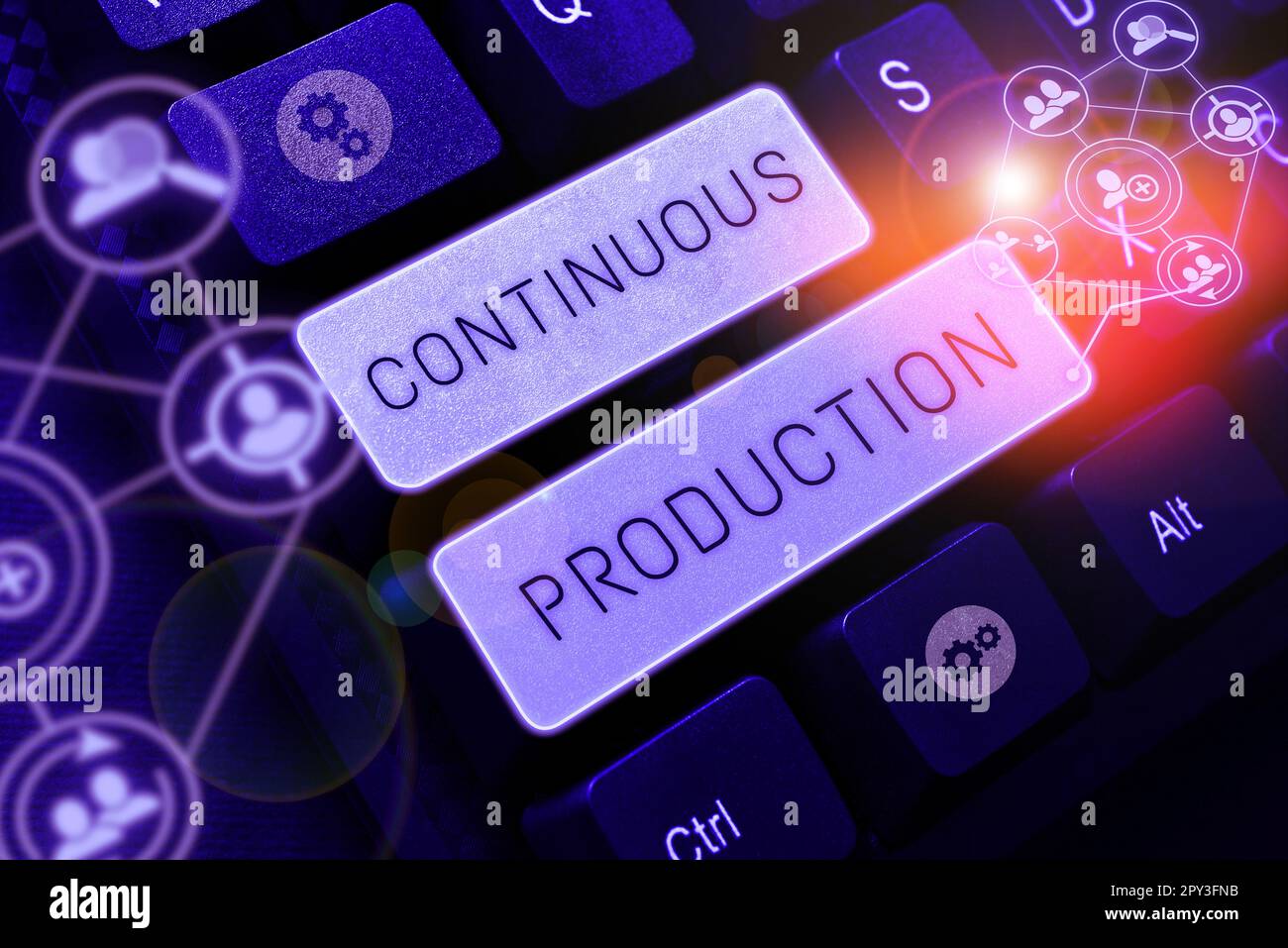 Handwriting text Continuous Production, Business showcase involves ...