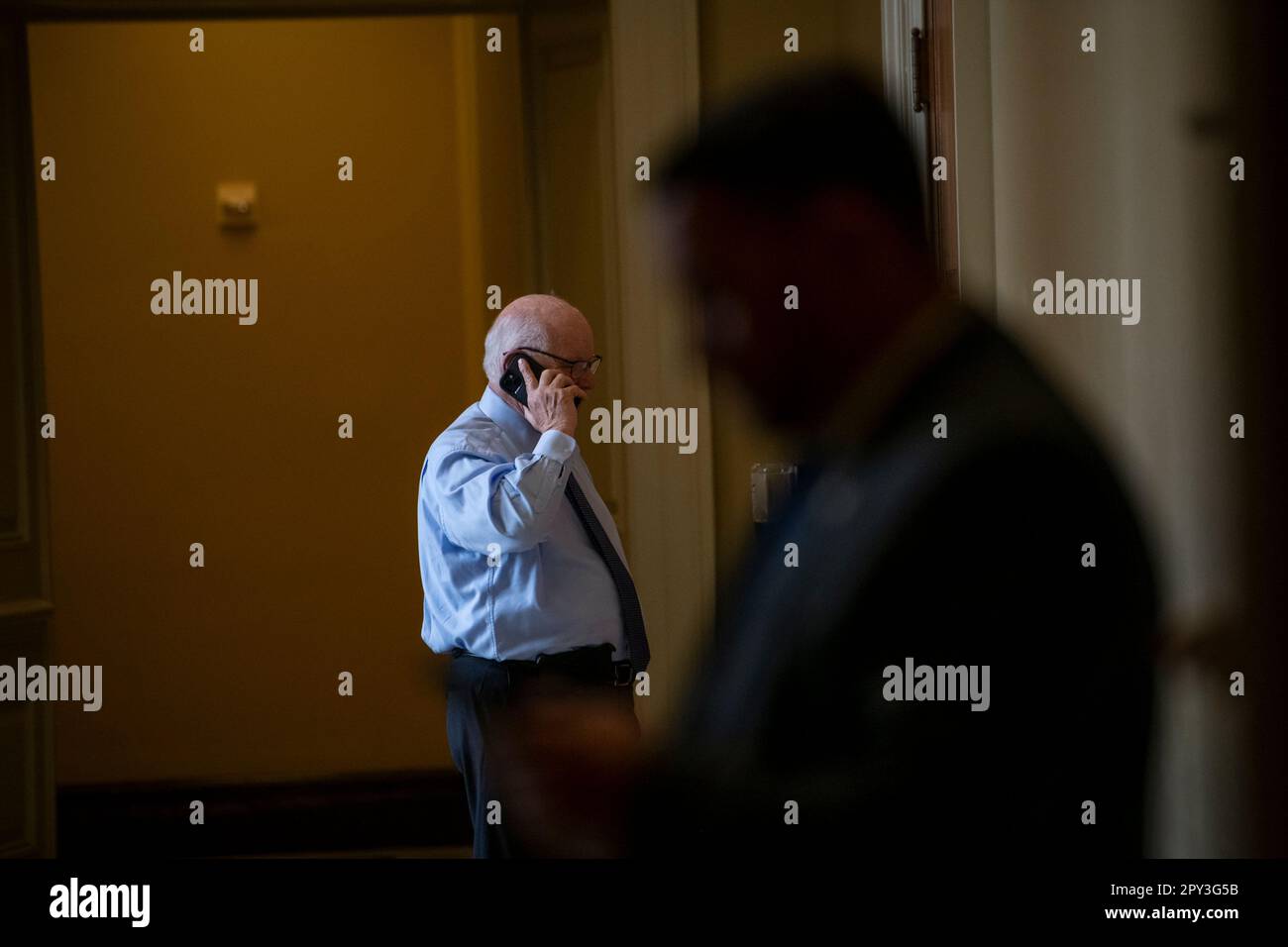 United States Senator Ben Cardin (Democrat of Maryland) takes a call ...