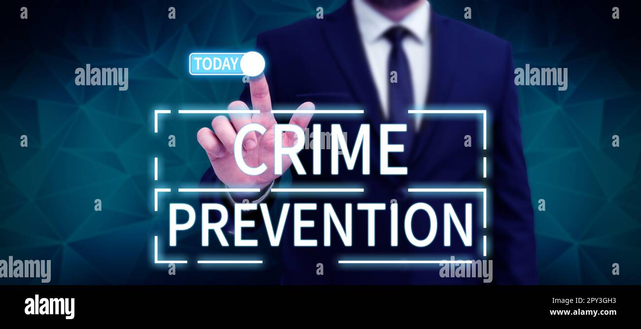 Hand writing sign Crime Prevention, Internet Concept Federal Offense ...