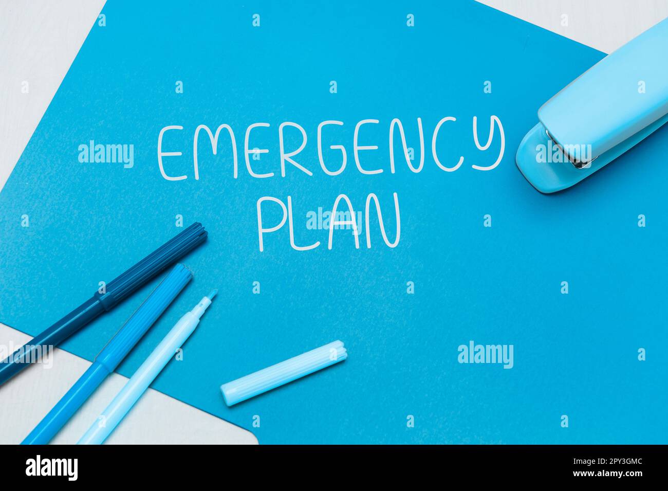 Sign displaying Emergency Plan, Word for Procedures for response to ...