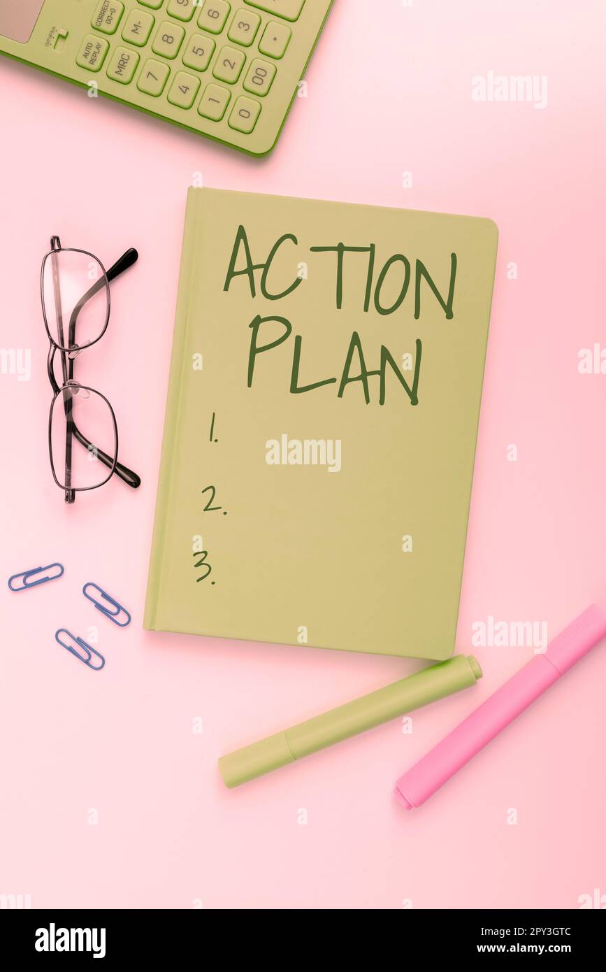 Hand writing sign Action Plan, Business concept list of things or ...