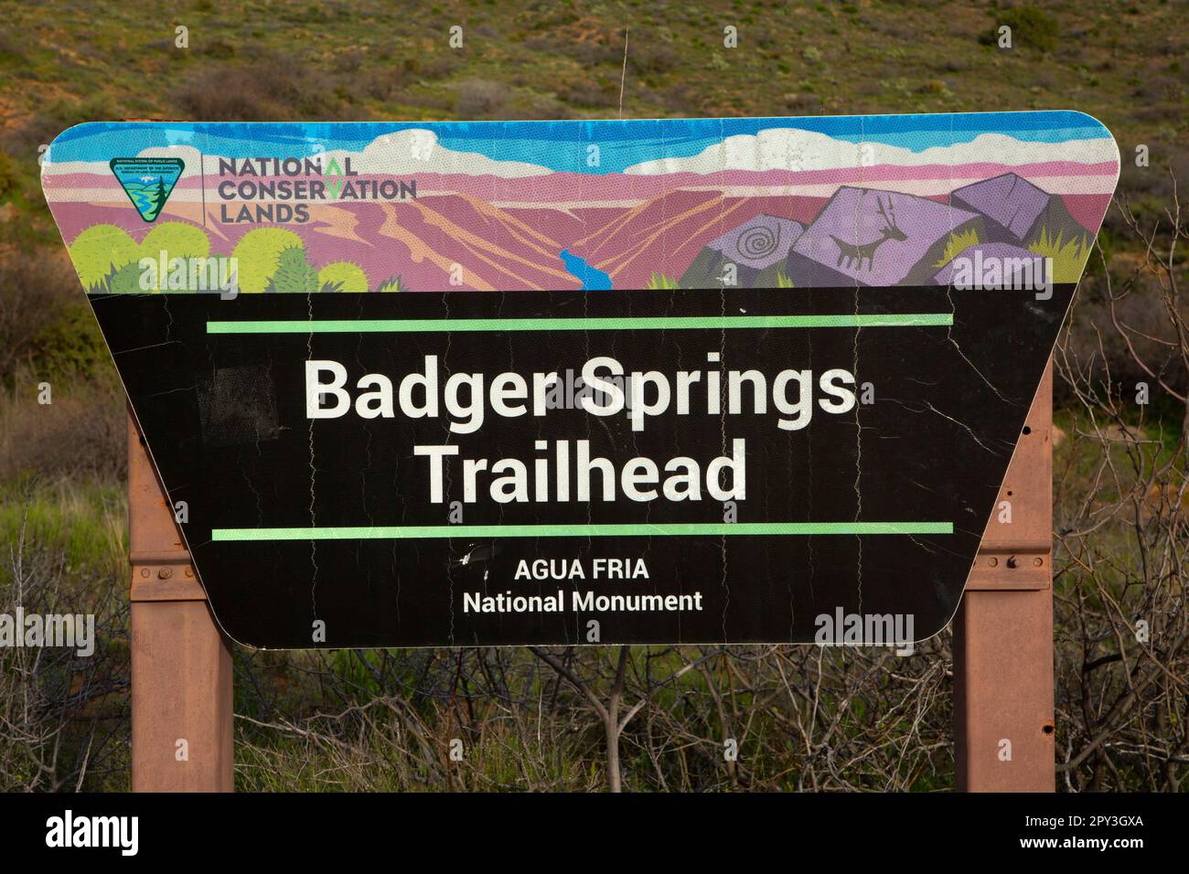 Badger Springs Trailhead sign, Agua Fria National Monument, Arizona ...