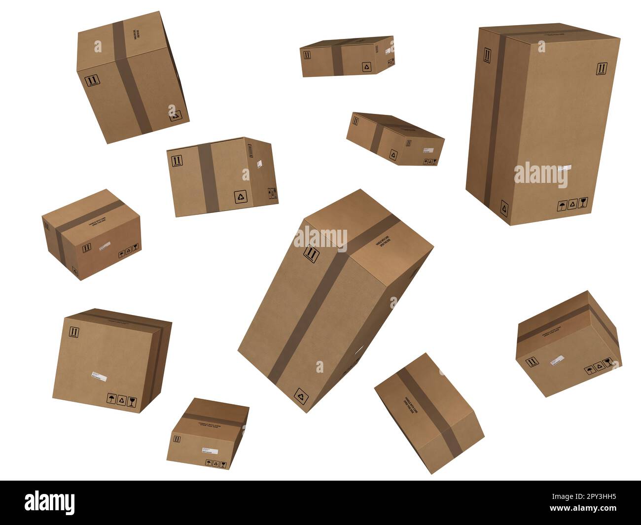 Cardboard boxes. shopping , delivery and moving concepts. 3d render ...