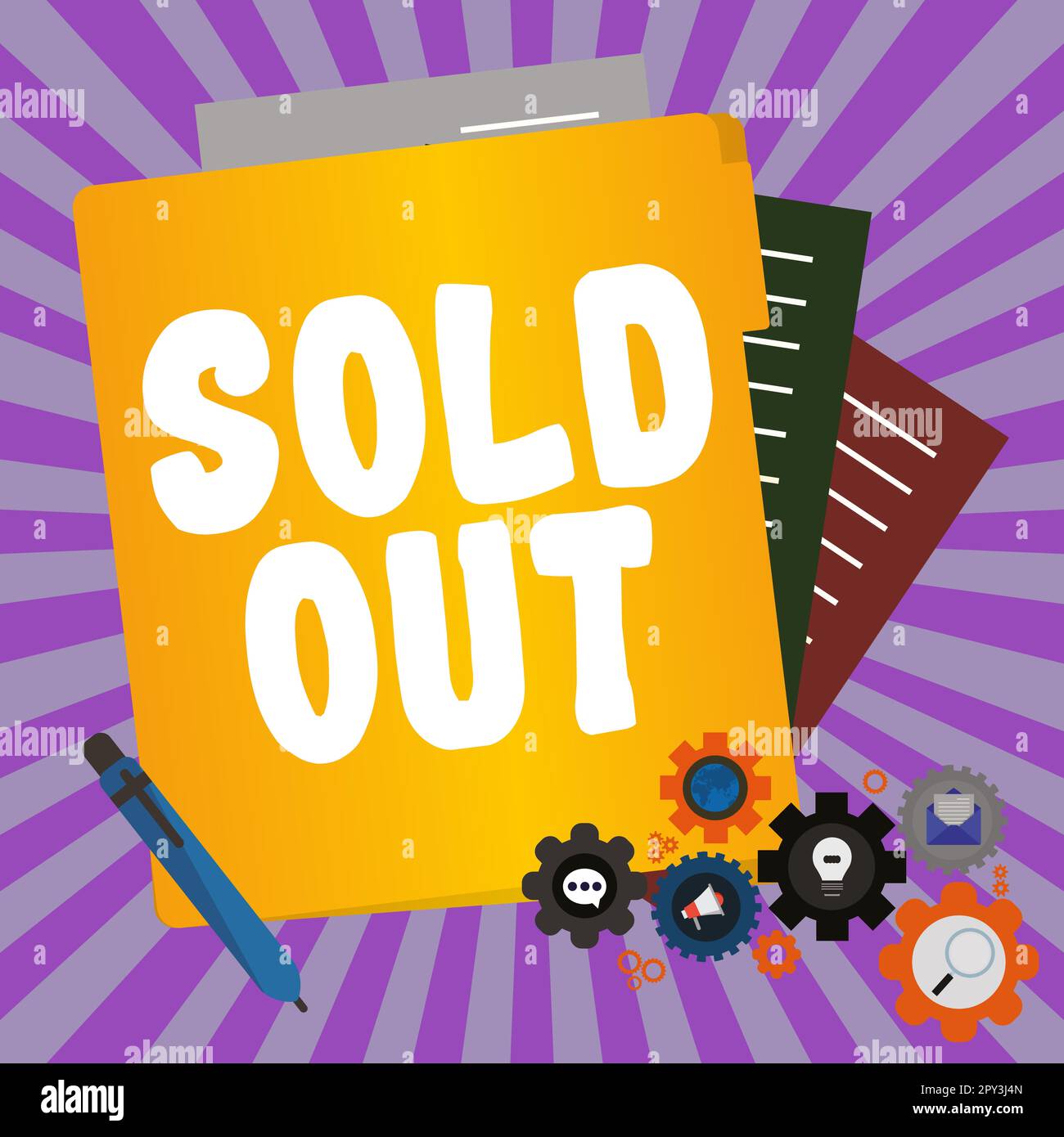 Hand writing sign Sold Out, Business approach Not available anymore ...