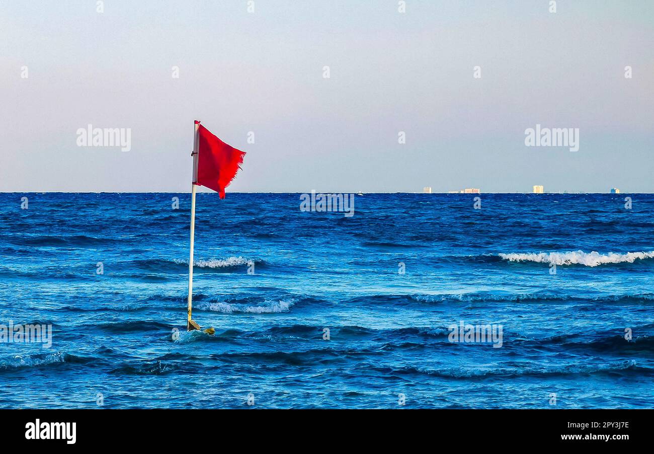 Red flag swimming prohibited high waves in Playa del Carmen Quintana ...