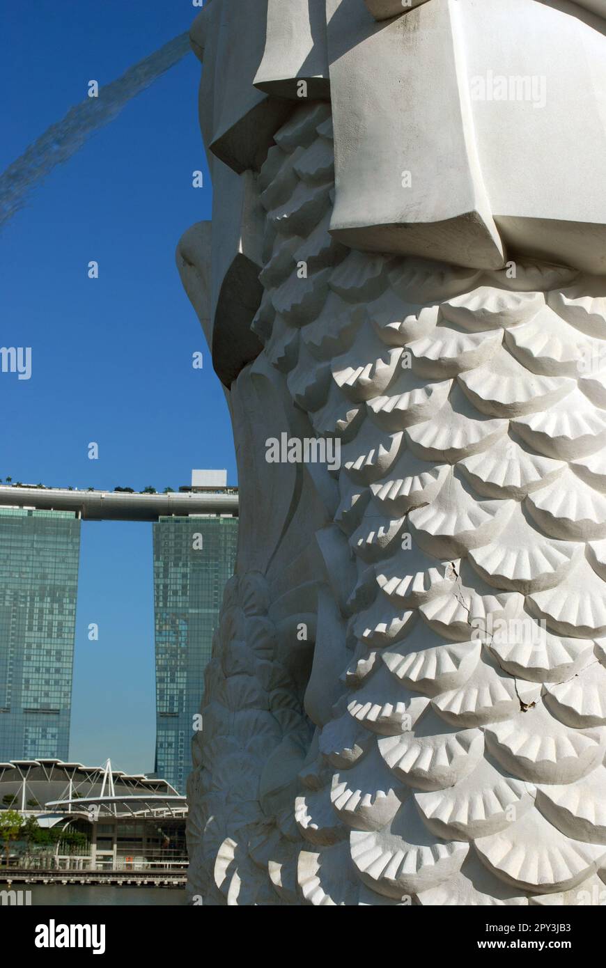 The Merlion Statue on the Esplanade with Marina Bay Sands Hotel in the ...