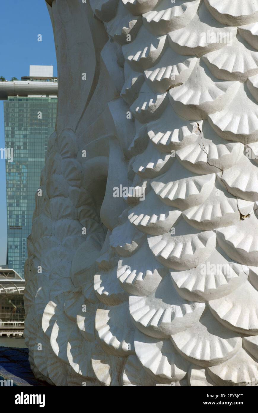The Merlion Statue on the Esplanade with Marina Bay Sands Hotel in the ...
