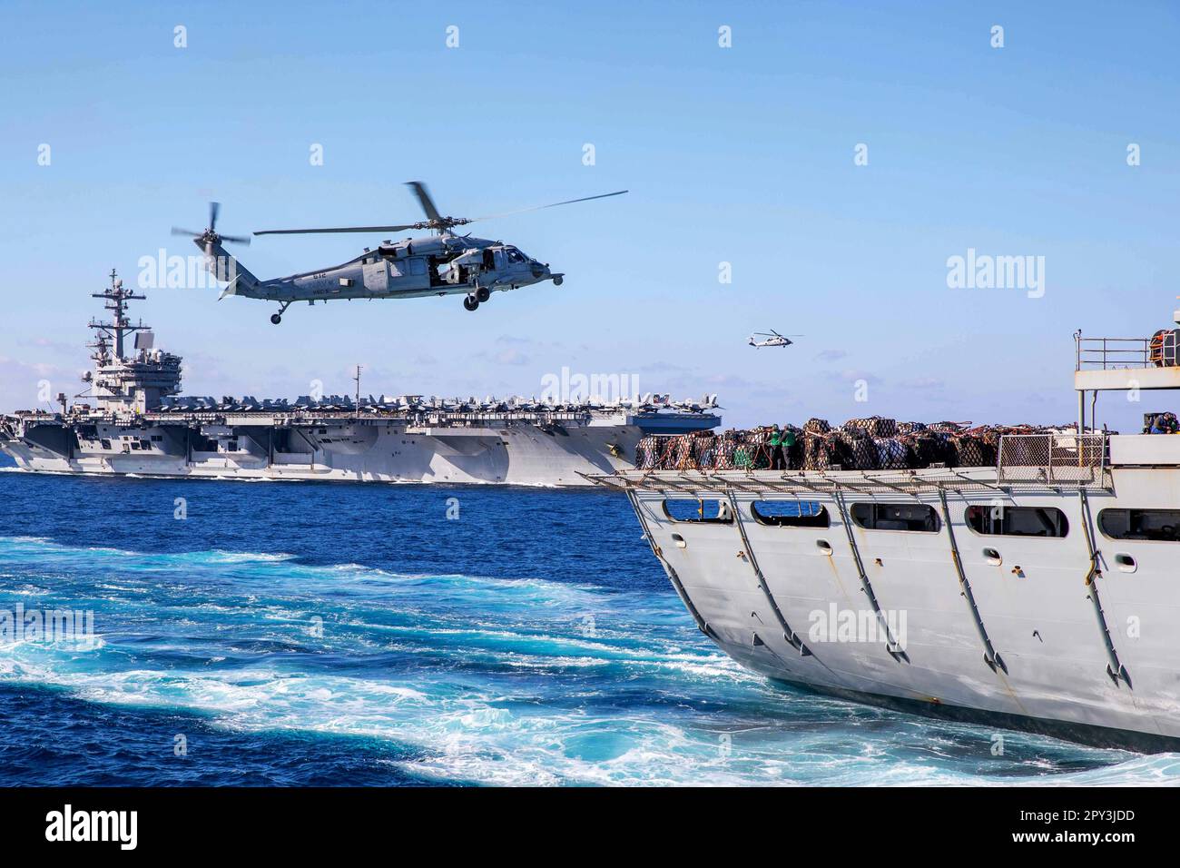 At Sea. 19th Mar, 2023. MH-60S Sea Hawk helicopters, attached to ...