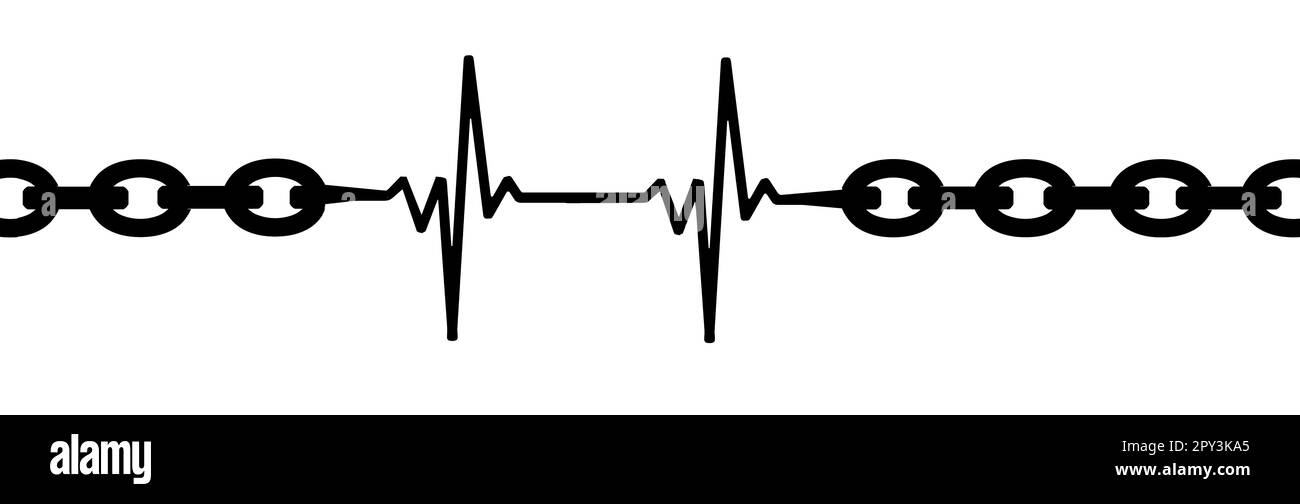 A chain is seen with an EKG graph of a heartbeat holding everything ...