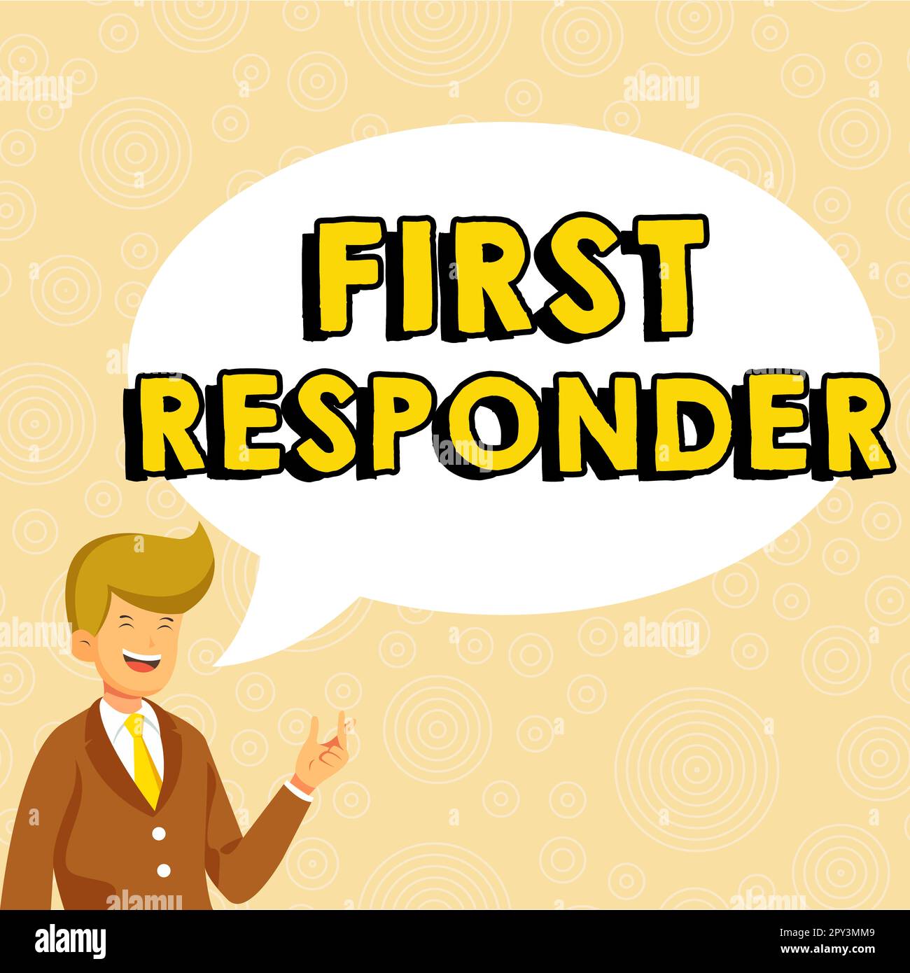 Hand writing sign First Responder, Business overview a person who is ...