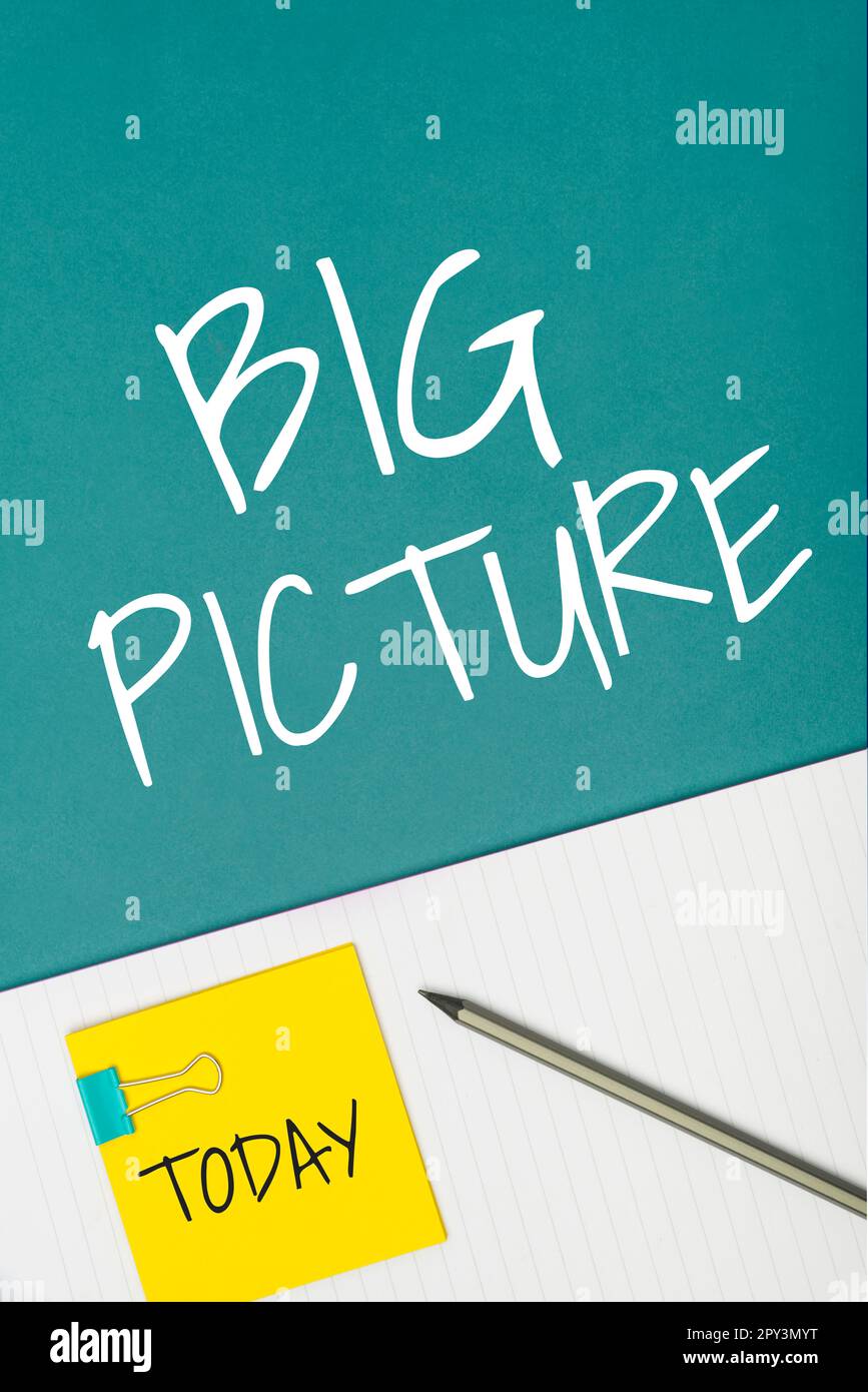 Hand writing sign Big Picture, Word for most important facts about ...
