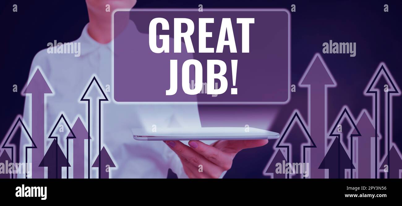 Text caption presenting Great Job, Word Written on used praising ...