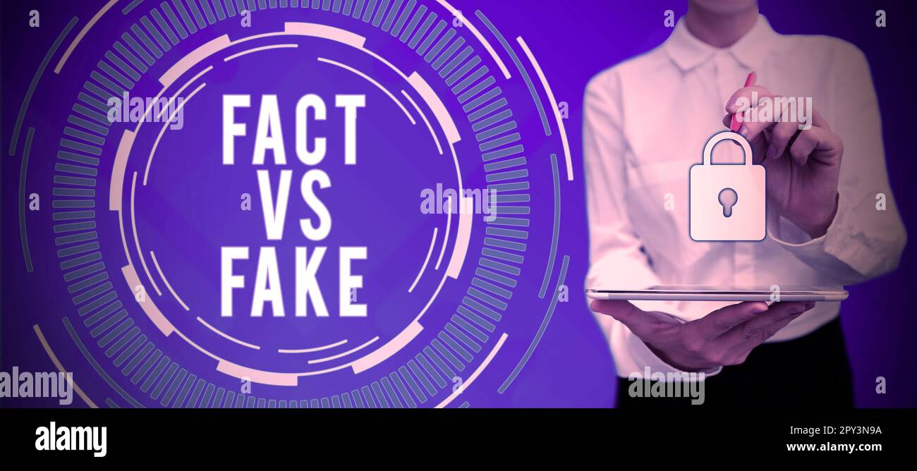 Hand writing sign Fact Vs Fake, Business concept Is it true or is false ...