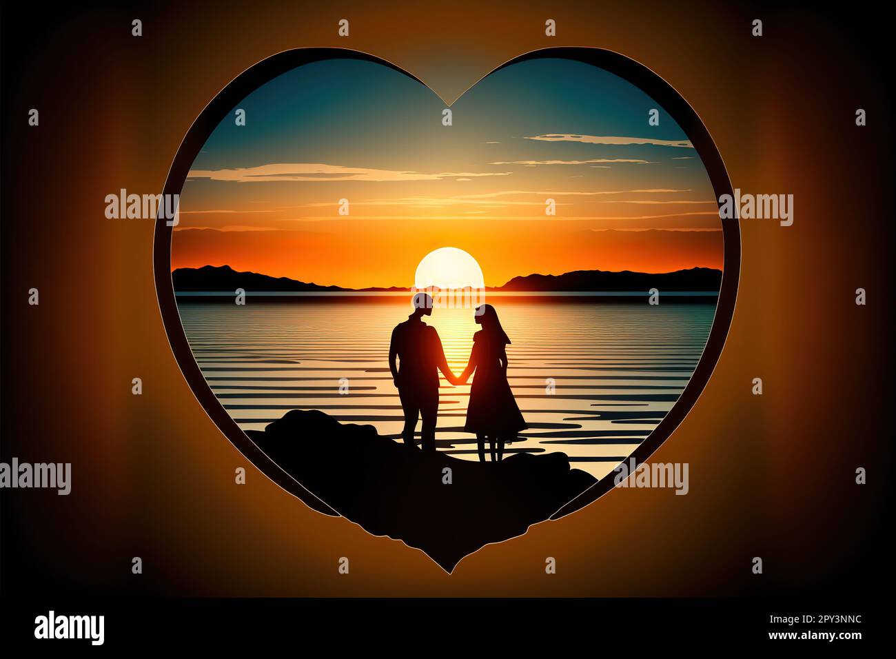 Sunset Love Heart