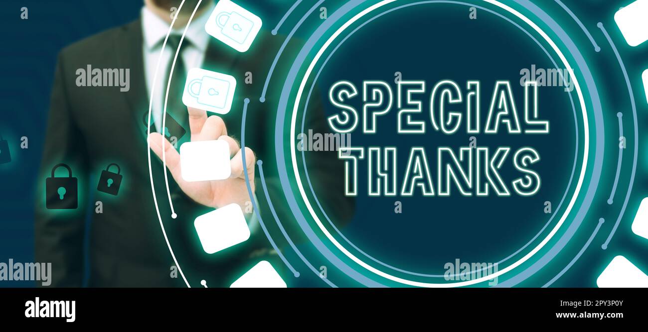 Hand writing sign Special Thanks, Internet Concept expression of ...
