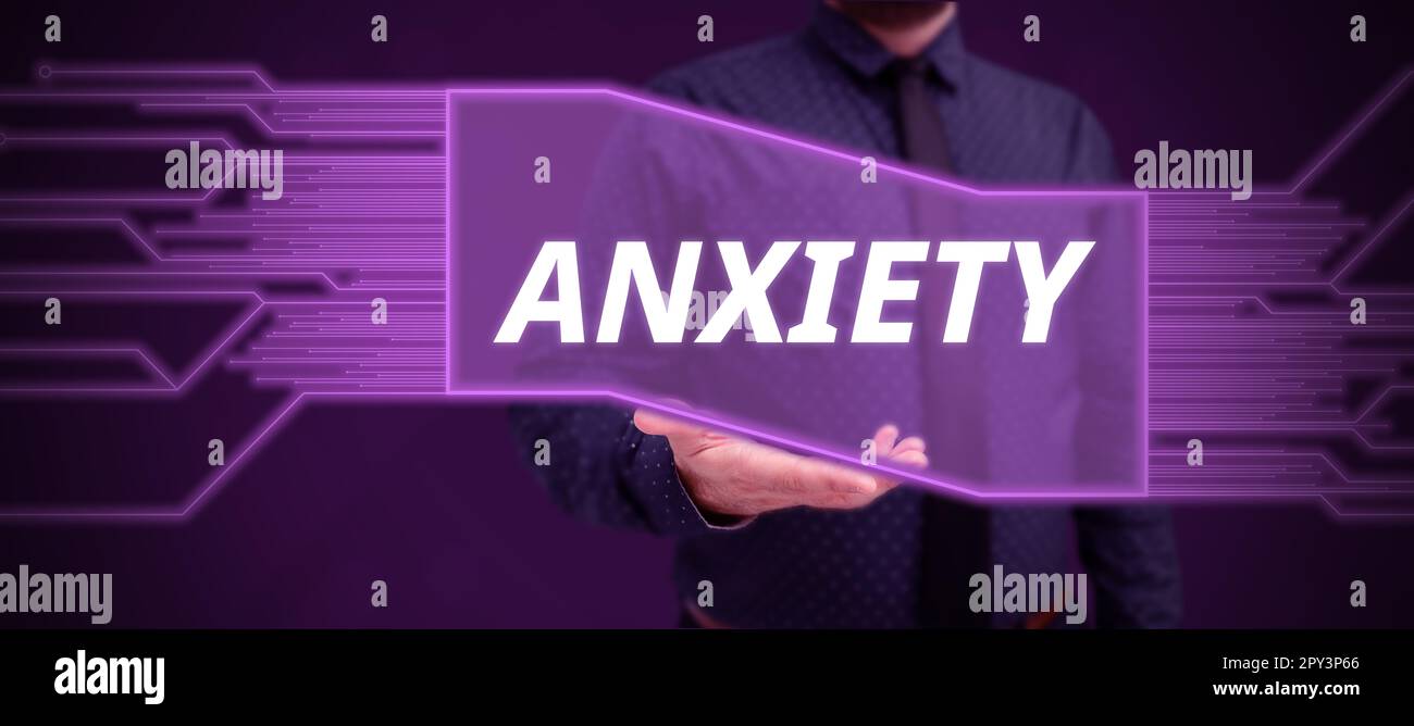 Hand writing sign Anxiety, Word for Excessive uneasiness and ...