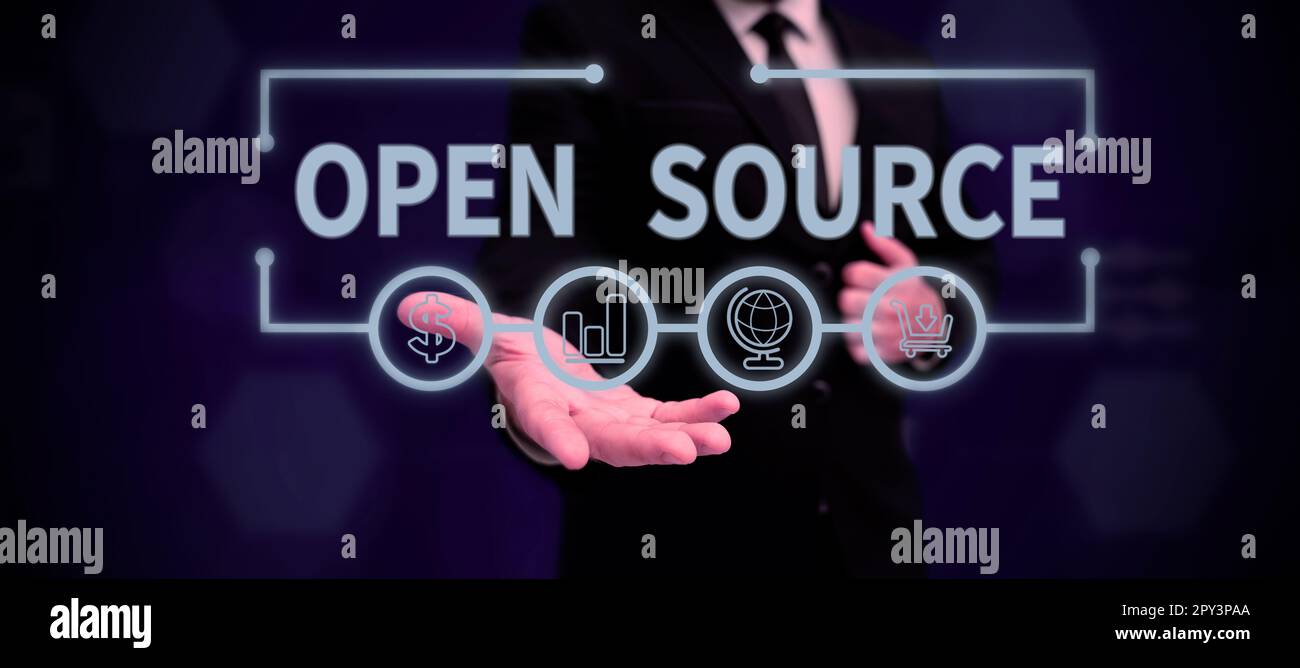 Conceptual caption Open Source, Concept meaning denoting software which ... Conceptual caption Open Source, Concept meaning denoting software which ...