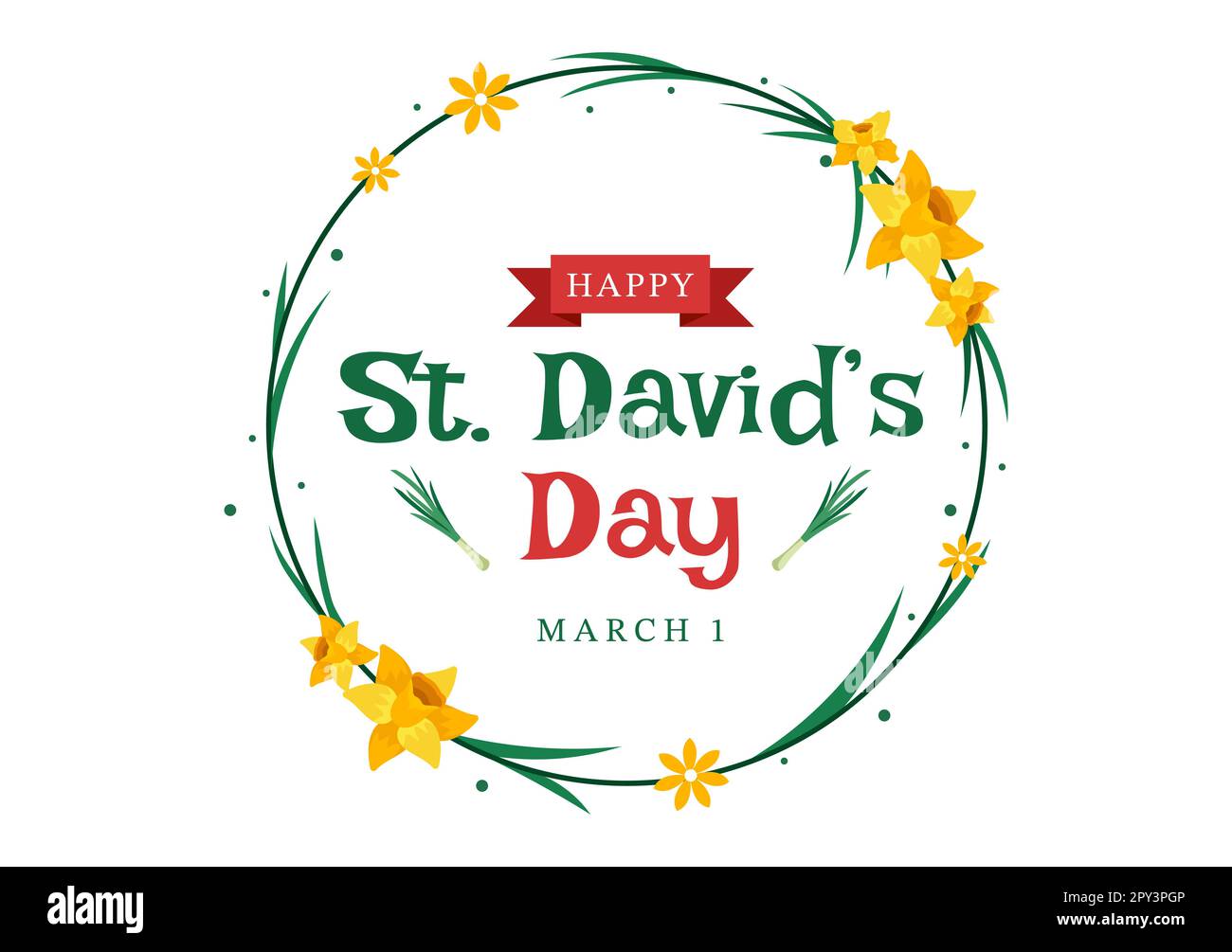 Happy St David's Day on March 1 Illustration with Welsh Dragons and ...