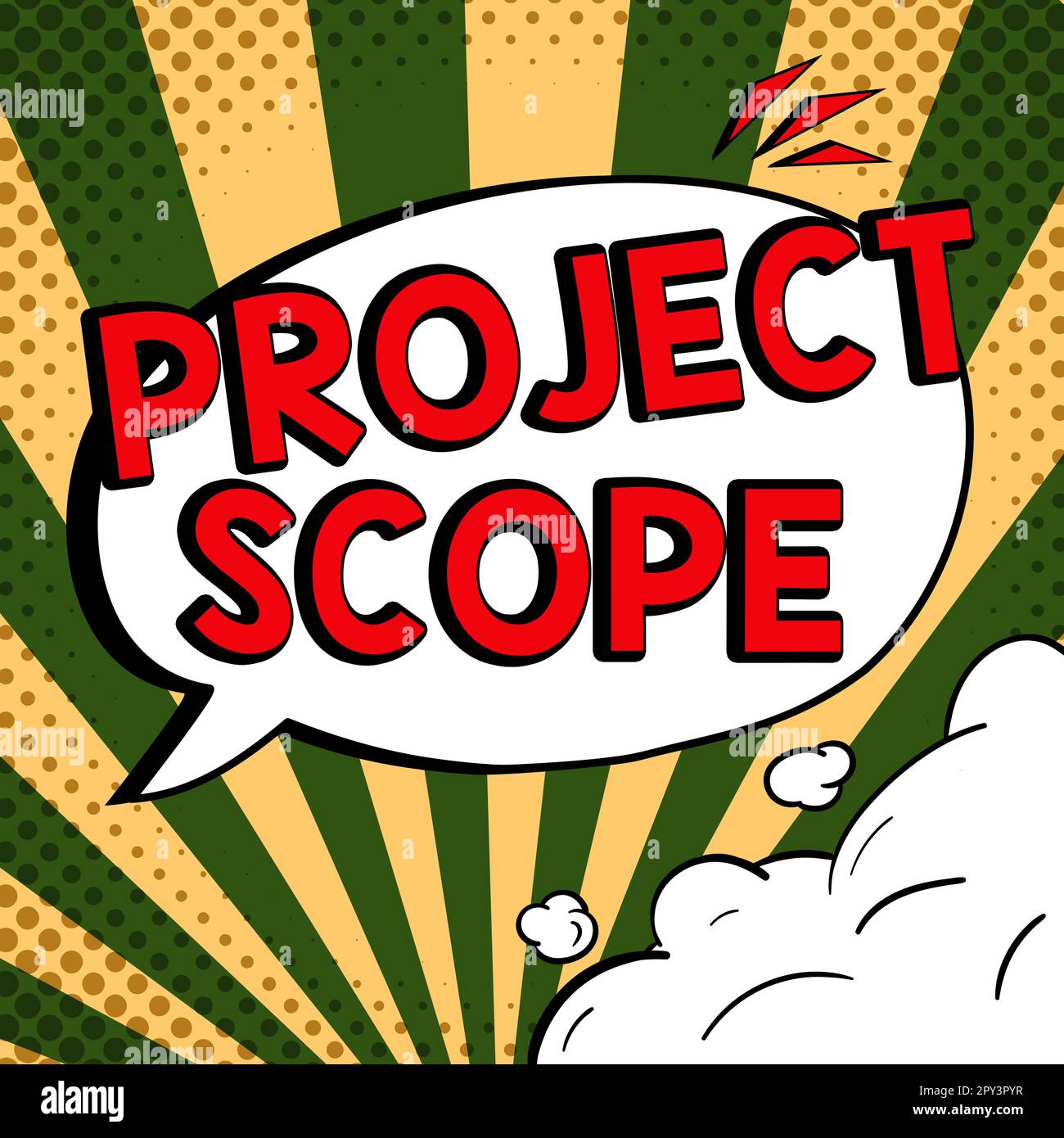 Conceptual display Project Scope, Word Written on evaluation of work ...