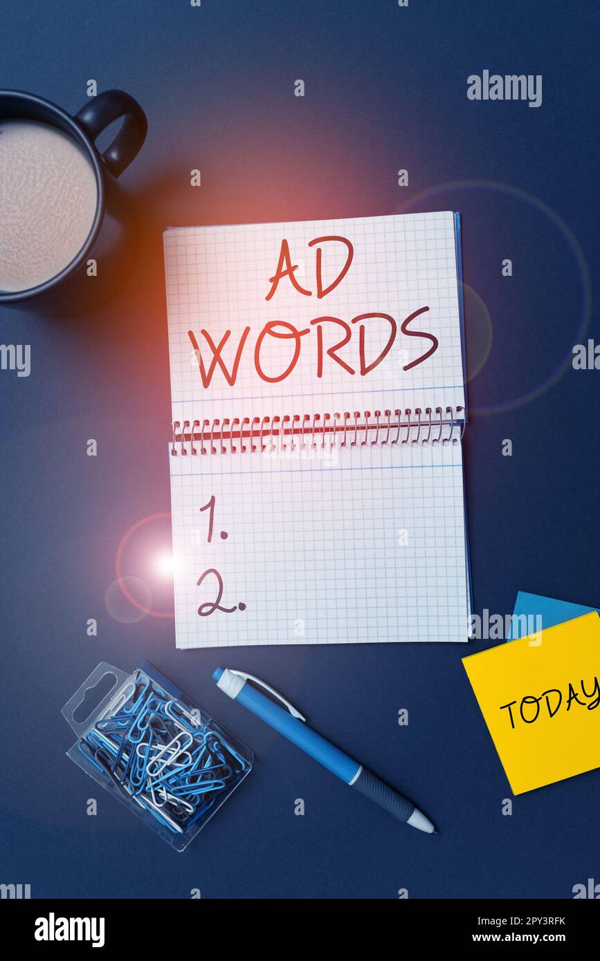 Conceptual caption Ad Words, Business showcase oversee and control the ...
