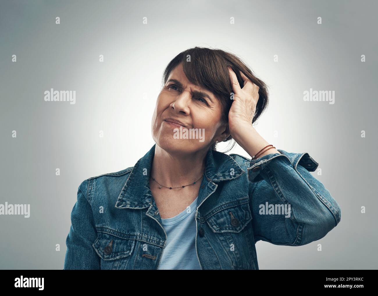 Dear brain, why have you failed me so. Studio shot of a senior woman ...