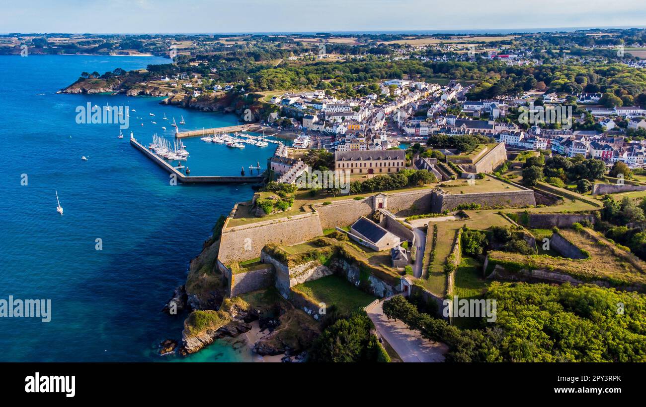 Aerial view of the Citadel of Le Palais built by Vauban on Belle-Île-en ...