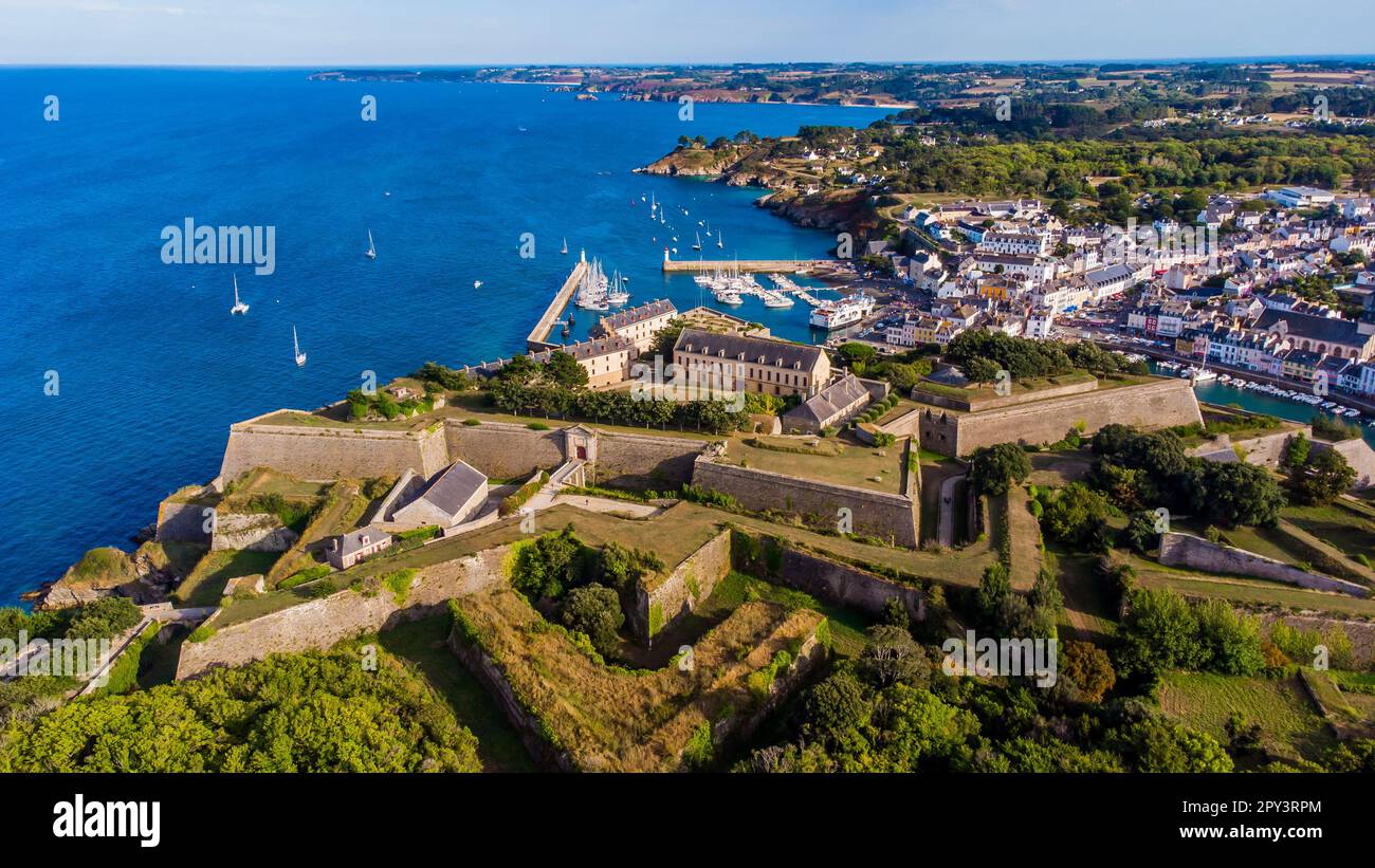 Aerial view of the Citadel of Le Palais built by Vauban on Belle-Île-en ...