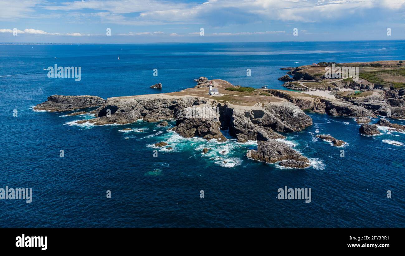 Aerial view of the Pointe des Poulains, the western tip of Belle-île-en ...