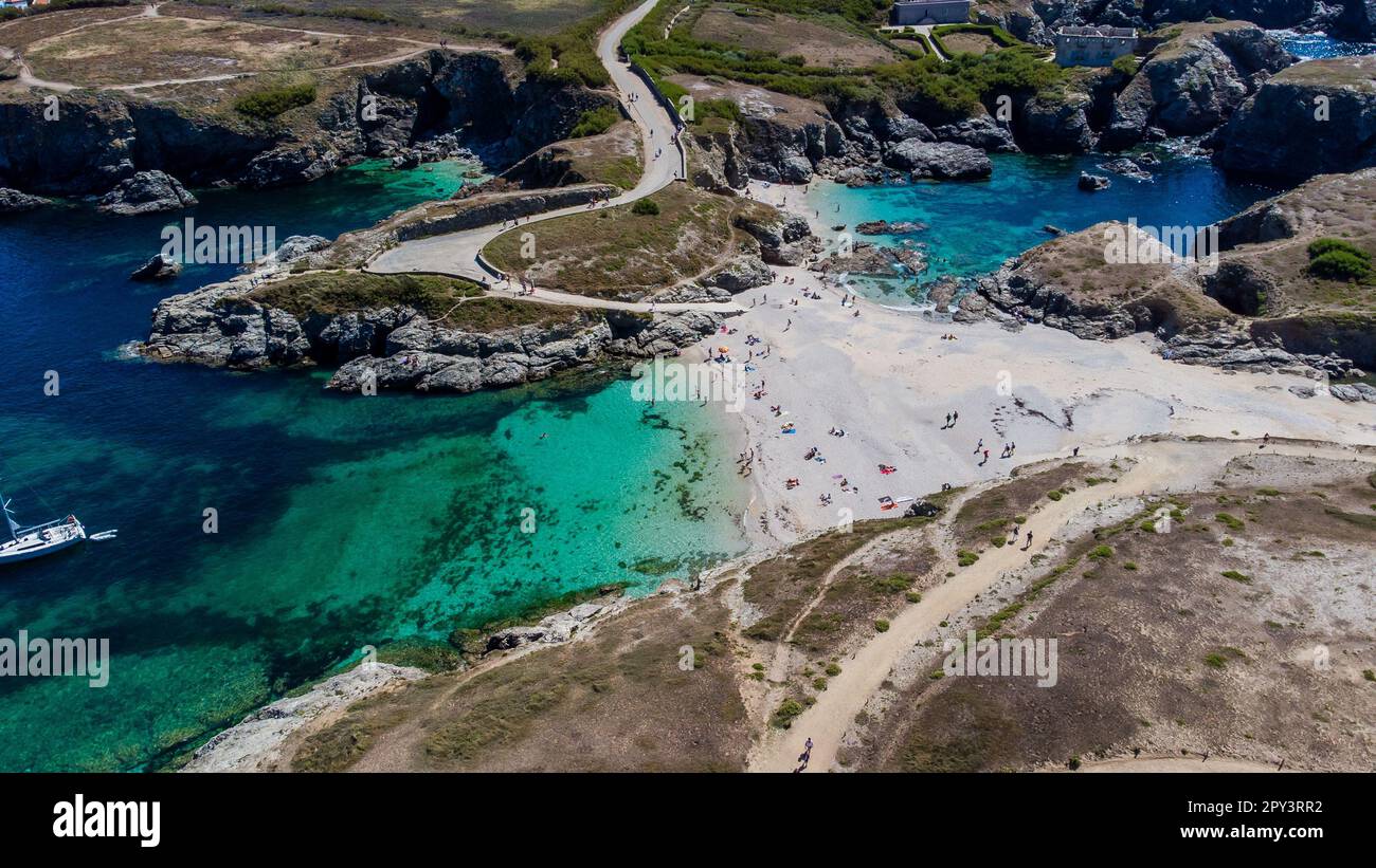 Aerial view of the Pointe des Poulains, the western tip of Belle-île-en ...