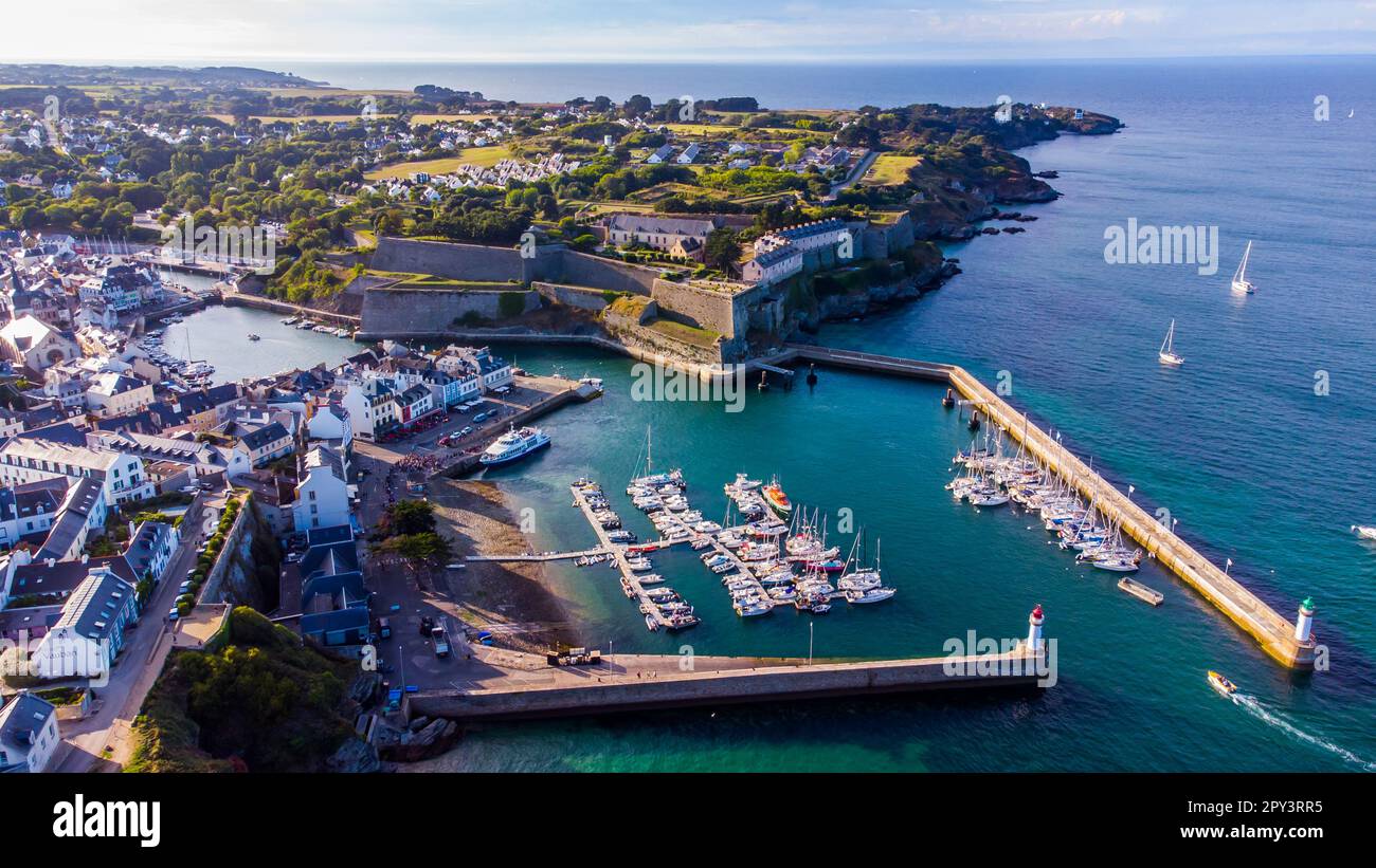 Aerial view of the Citadel of Le Palais built by Vauban on Belle-Île-en ...