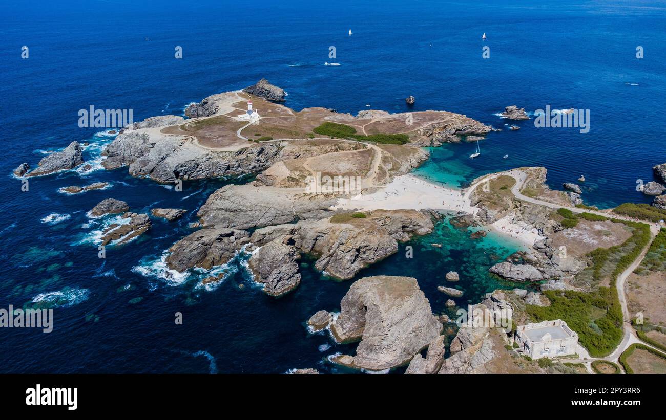 Aerial view of the Pointe des Poulains, the western tip of Belle-île-en ...