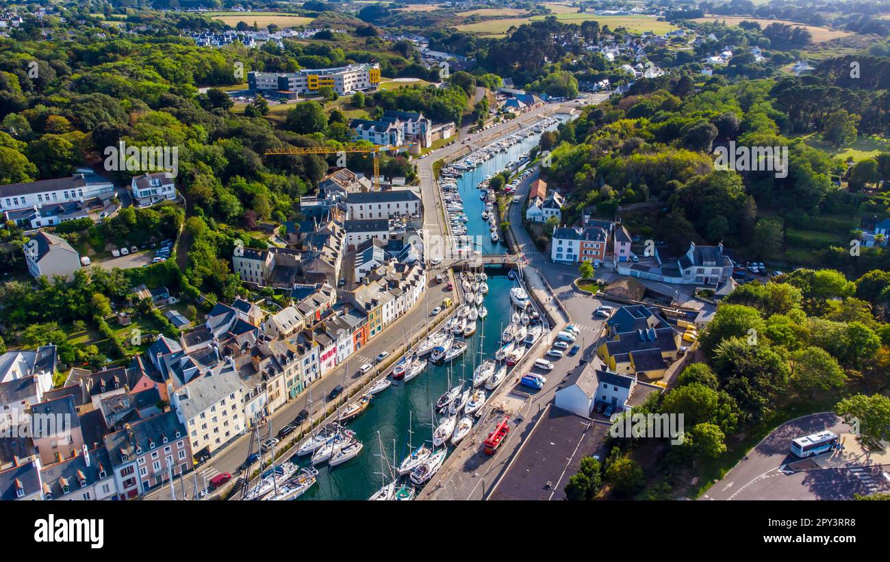 Aerial view of the marina of Le Palais on Belle-Île-en-Mer, the largest ...