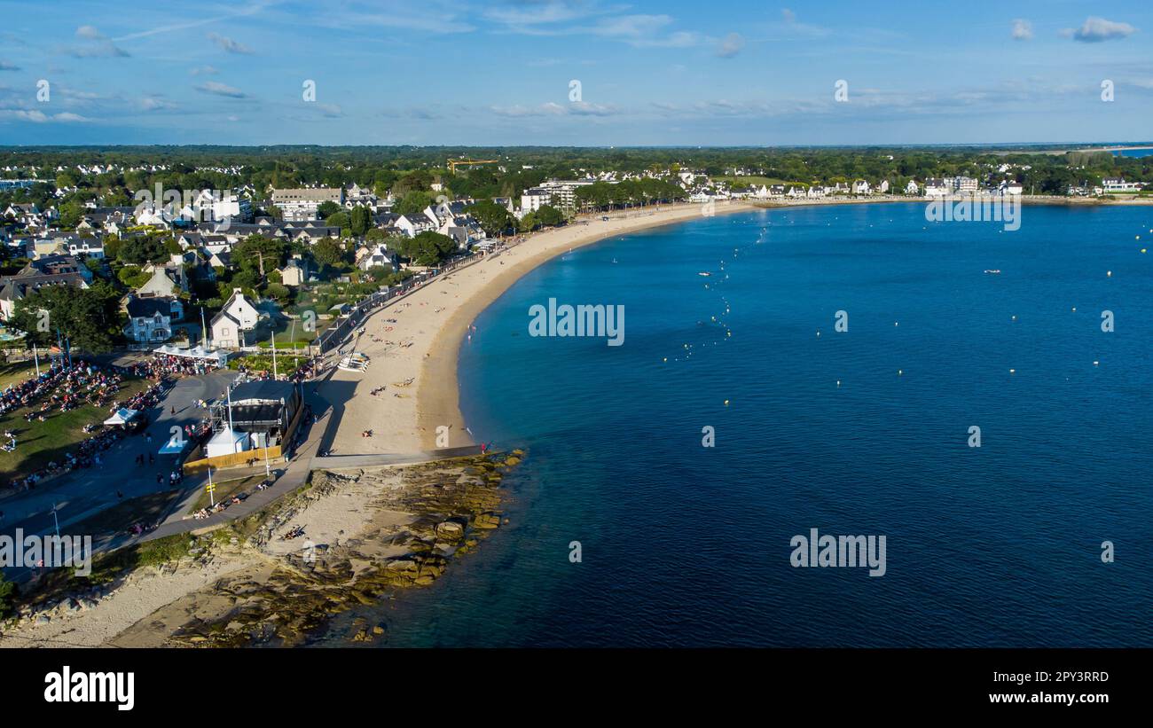 Aerial view of Bénodet, a seaside resort town in Finistère, France ...