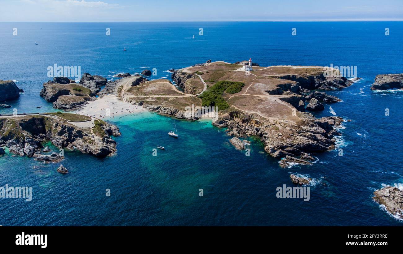 Aerial view of the Pointe des Poulains, the western tip of Belle-île-en ...