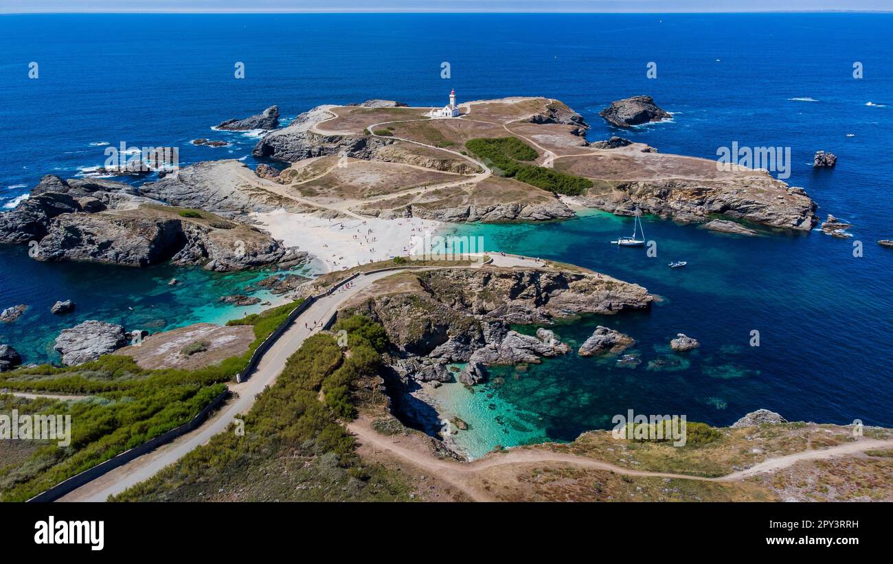Aerial view of the Pointe des Poulains, the western tip of Belle-île-en ...
