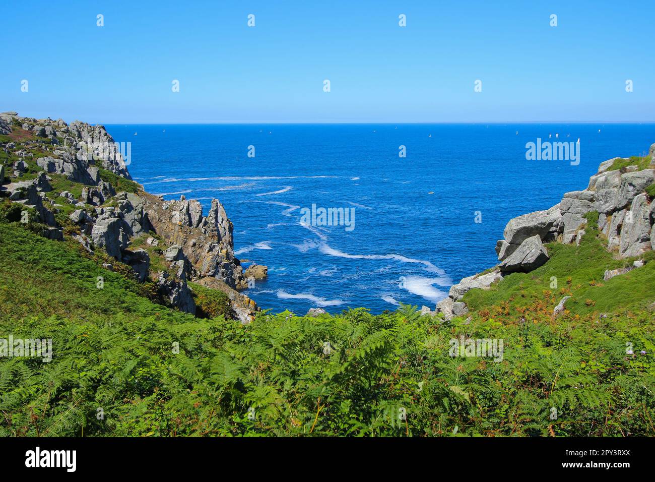 Pointe du Van coastline in the French region of Finistere in Brittany ...