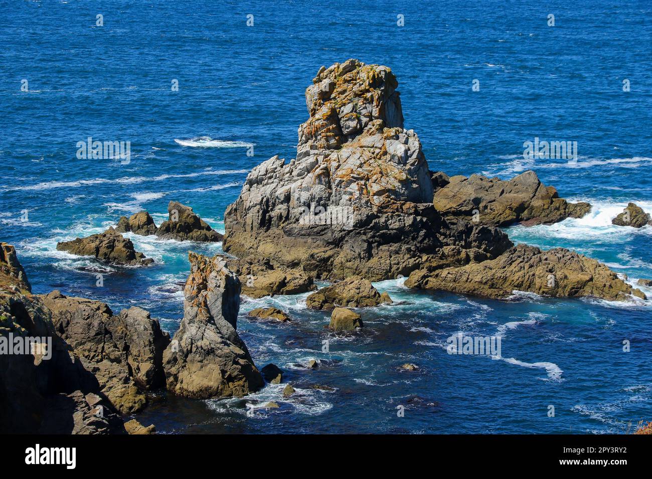 Pointe du Van coastline in the French region of Finistere in Brittany ...