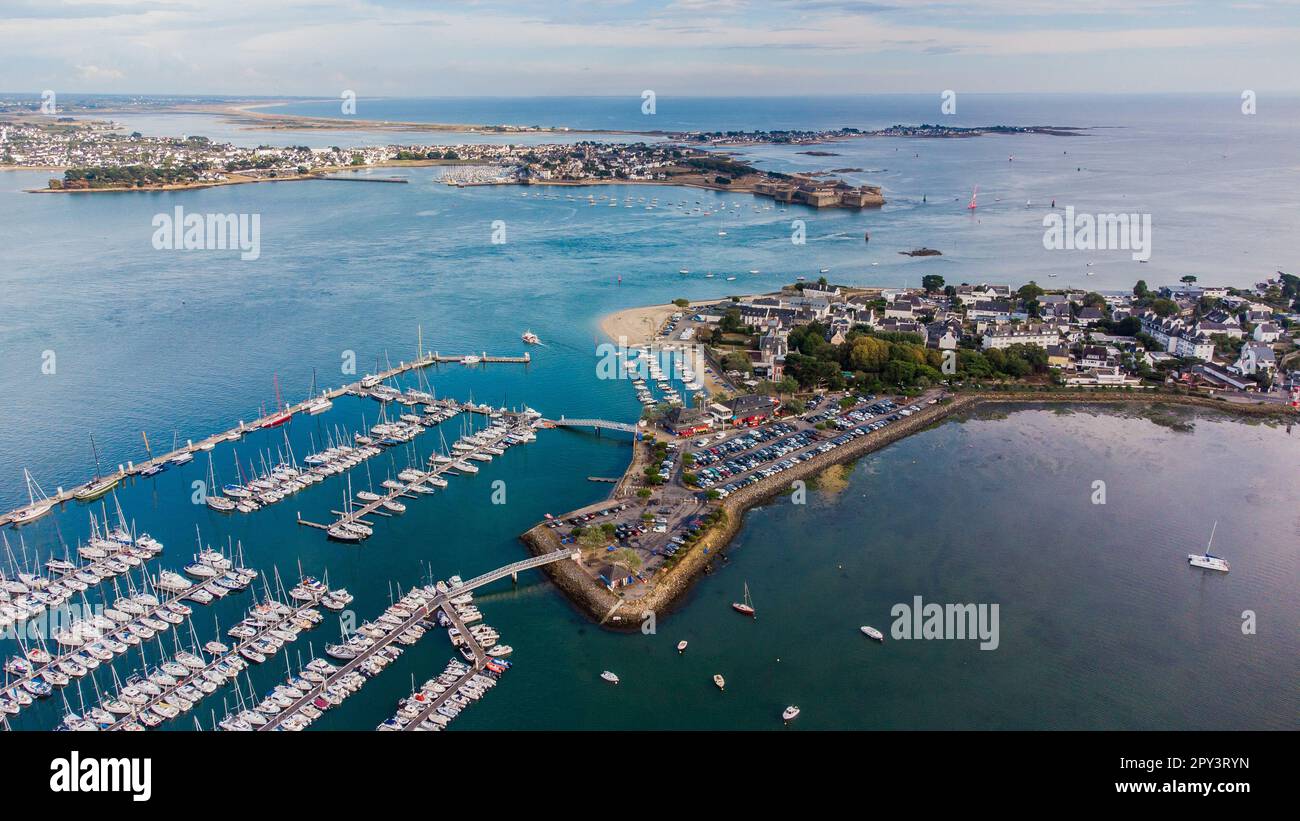 Aerial view of the citadel of Port-Louis in Morbihan, France, modified ...