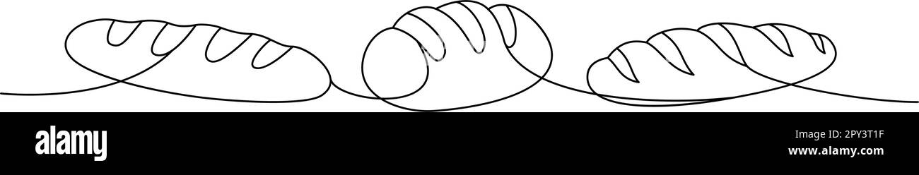 Wheat bread set one line continuous drawing. Whole grain and wheat ...