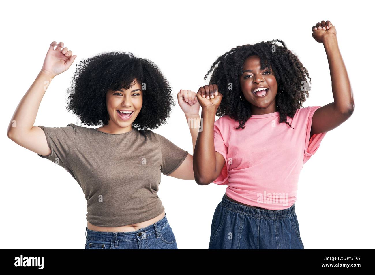 Where were together is where the partys at. Studio shot of two young ...