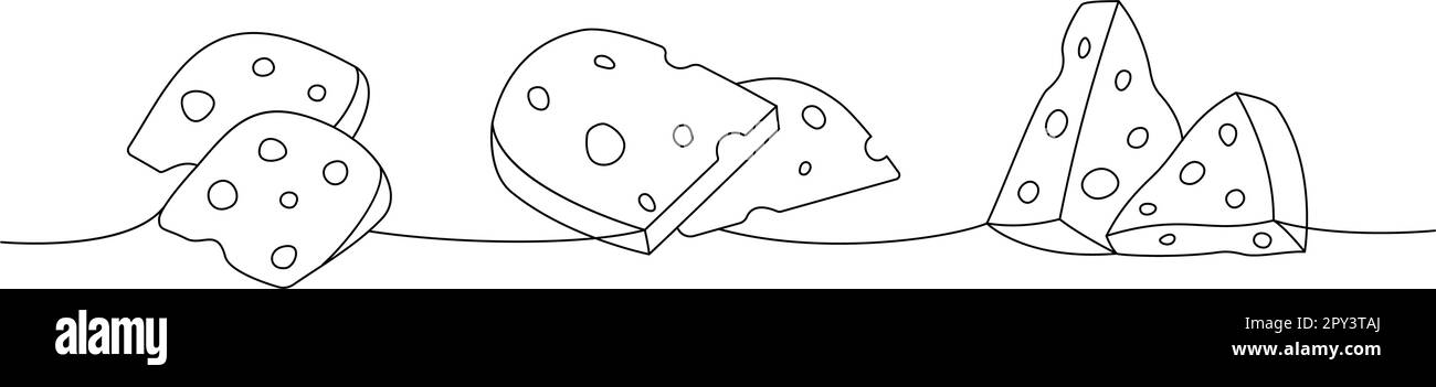 Set of cheese products one line continuous drawing. Different types of ...