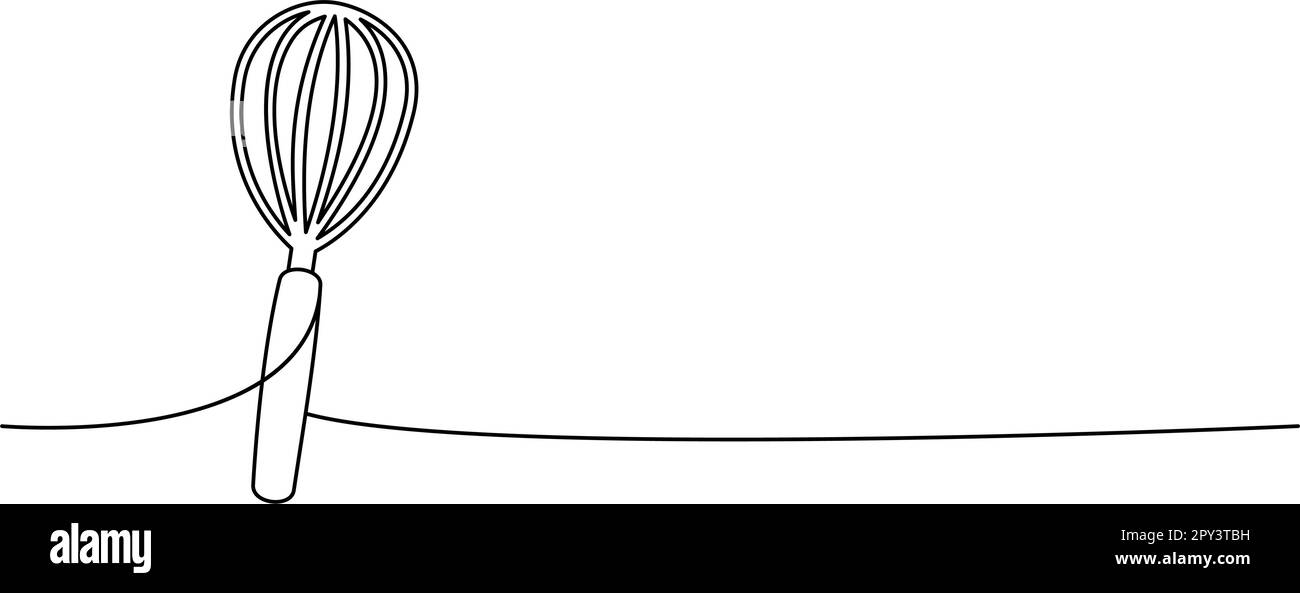 Cooking whisk one line continuous drawing. Kitchen tools continuous one ...